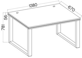 MELTA | psací stůl AR160 | vrchní deska 5,5 cm | 138 cm | artisan