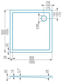 Roltechnik Outlet Čtvercová akrylátová sprchová vanička iLOW SQUARE Varianta: rozměry: 80x80 cm - (iLOW_SQUARE_80x80 - 8000238)