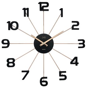 JVD Designové kovové černo-zlaté nástěnné hodiny JVD HT072.3