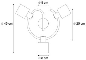 Moderní stropní svítidlo černé se spirálovým kouřovým sklem 3-světlo - Cilin
