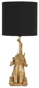 Stolní lampa ve tvaru zlatého slona s černým stínidlem – 20x46 cm