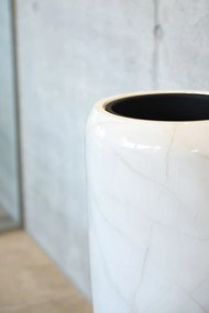 Exkluzivní květináč CAVITA, sklolaminát, výška 97 cm, bílý mramor, lesk