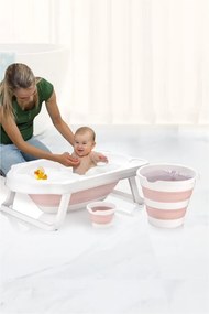 Dětská vanička s kbelíky Bathylda růžovo-bílá