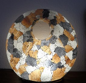 Stolní lampa bílo hnědá, veliká  DONAT XXL, ruční práce,