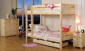 ImportWorld Dřevěná postel Patrová 90x200 + rošty ZDARMA - Borovice