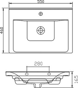 Aqualine SAVA 55 x 46 x 16,5 cm 2055 umyvadlo nábytkové