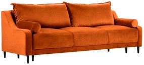 OnaDnes -20% Oranžová sametová třímístná rozkládací pohovka MICADONI RUTILE 215 cm
