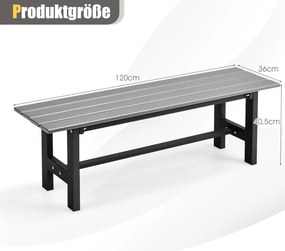 Costway Zahradní lavice pro 2 osoby s lamelovým sedákem pojme až 300 kg, šedá