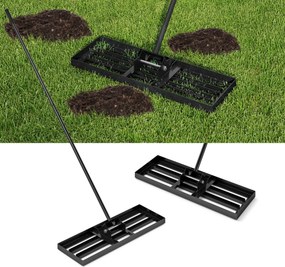 Costway Kovové hrábě na vyrovnávání trávníku s ergonomickou rukojetí pro hrábě