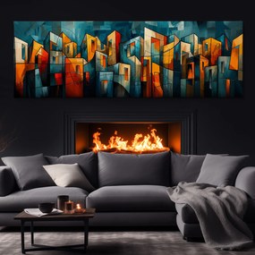 Obraz na plátně - Noční město Abierre, abstrakce FeelHappy.cz Velikost obrazu: 210 x 70 cm
