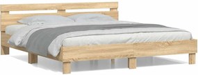 Rám postele s čelem dub sonoma 200 x 200 cm kompozitní dřevo 3207394