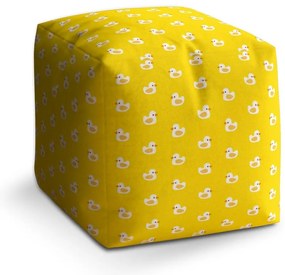 Taburet Cube bílé kachničky, žlutá