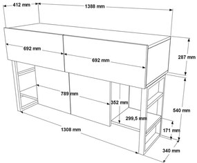 Odkládací stolek se skříňkou Miam Atlantic Pine