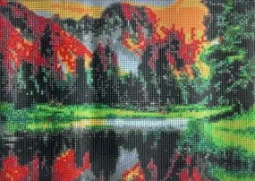 NORIMPEX Diamantové malování Západ slunce u jezera / 30x40 cm