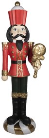 Velká vánoční socha Louskáček v červeno-černém obleku - 56*48*178 cm