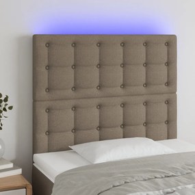 Čelo postele s LED taupe 80x5x118/128 cm textil