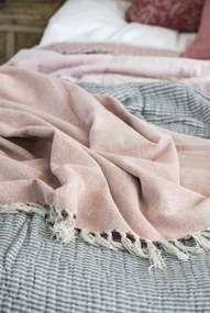 IB LAURSEN Bavlněný pléd Cream Faded Rose 130×160 cm, růžová barva, textil
