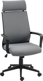 HOMCOM Kancelářská židle, ergonomická stolní židle s opěrkami, opěrkou hlavy, výškově nastavitelná otočná židle s houpací funkcí, počítačová židle s …