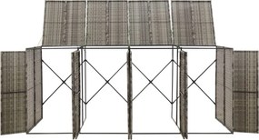 Přístřešek na čtyři popelnice šedý 274 x 80 x 117 cm polyratan 319867