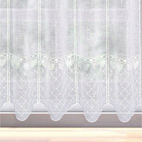 Forbyt Vitrážová záclona polyesterový batist, přírodní vzhled FLORENCE 27046, vyšívaná mřížka, s bordurou, ecru, výška 60cm (v metráži)