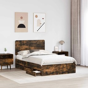 Rám postele s čelo Kouřový dub 120 x 200 cm Inženýrské dřevo 3412613