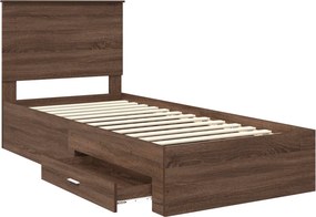 Rám postele Hnědý dub a stříbrná 75 x 190 cm Kompozitní dřevo 3409718