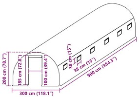 vidaXL Marketos Náhradní plachta na skleník (27 m²) 300 x 900 x 200 cm zelená