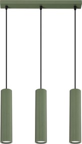 Sollux Lighting Závěsná lampa KARBON 3L olivově zelená