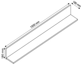 Nástěnná police Carlos, šedý beton, 150 cm
