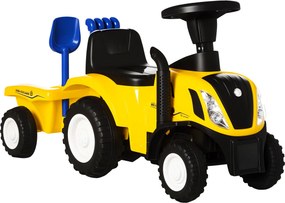 HOMCOM dětské jezdící auto s přívěsem pro 2 roky, žluté dětské vozidlo traktor z plastu a kovu, jezdící vozidlo pro interiér a exteriér | Aosom.de