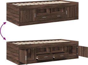 vidaXL Válenda se zásuvkami 90 x 200 cm kompozitní dřevo [3280250] Barva: Betonová šedá