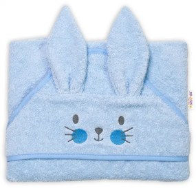 Baby Nellys Froté osuška s kapucí 80 x 80 cm Bunny - modrá