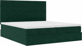Osmanský rám postele s matrací tmavě zelená 200x200cm samet 3314630