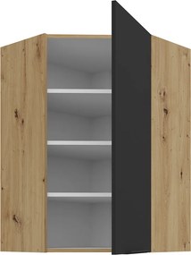 ARIA ac | horní kuchyňská skříňka 60x60 GN-90 1F (45°) rohová s policemi | 60x60 cm | VYSOKÁ | artisan/černá