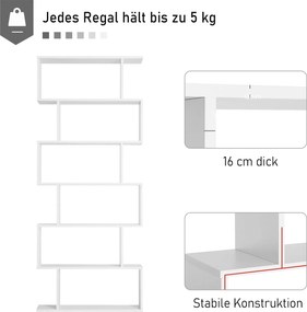 HOMCOM Moderní Knihařská Skříň s 6 Policemi pro Jídelnu, Obývací Pokoj a Kancelář 80x23x192 cm Bílá