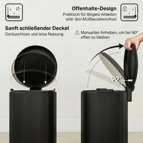 kuchyňský odpadkový koš o objemu 20 litrů, kovový odpadkový koš odolný proti otiskům prstů, s víkem s měkkým zavíráním, nožním pedálem a vyjímatelným…
