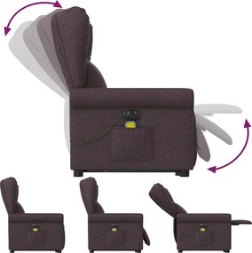 Elektrické zvedací masážní polohovací křeslo tmavě hnědé textil 3303409