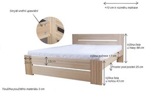 DJM Dřevěná postel z bukového masivu N87, 120 x 200 cm