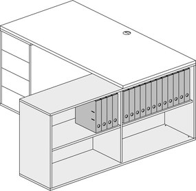 Kancelářský regál BLOCK, 1600 x 400 x 710 mm, bílá