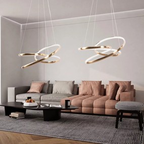 Toolight Toolight, LED závěsné svítidlo 50cm, 32W, G005-CP, zlatá lesklá, OSW-09746