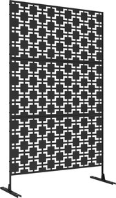 Dekorativní zahradní panel Outsunny - venkovní příčka s geometrickým kovovým designem - 122 x 45 x 198 cm, černý