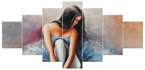 Gario Ručně malovaný obraz Tmavovlasá baletka - 7 dílný Rozměry: 210 x 100 cm