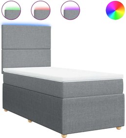 Box spring postel s matrací světle šedá 90x200 cm textil 3294232