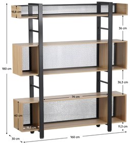 Kondela 3-policový regál, dub/černá, KILIS NEW TYP 4