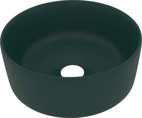 Luxusní umyvadlo kulaté matné tmavě zelené 40 x 15 cm keramické 147014