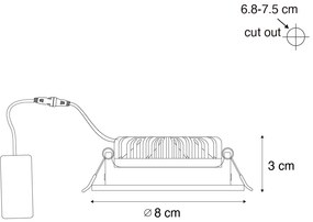 Sada 6 zapuštěných bodových svítidel černá naklápěcí 8,2 cm vč. LED stmívatelné do teplé IP54 Ultra Slim - Pupil