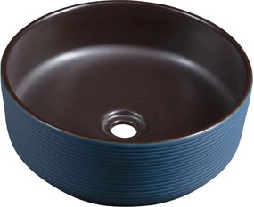 Sapho Priori - Umyvadlo na desku, průměr 41 cm, bez přepadu, hnědá/modrá PI033