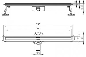 BPS-koupelny Sprchový odtokový žlab DL03  70 cm, černý