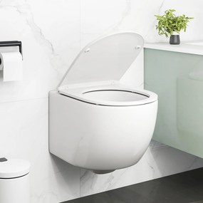 Costway Závěsné WC Keramické závěsné WC bílé s WC sedátkem dual splachovací