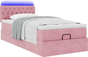 Osmanská postel s matrací &amp; LED růžová 80x200cm samet 3312661